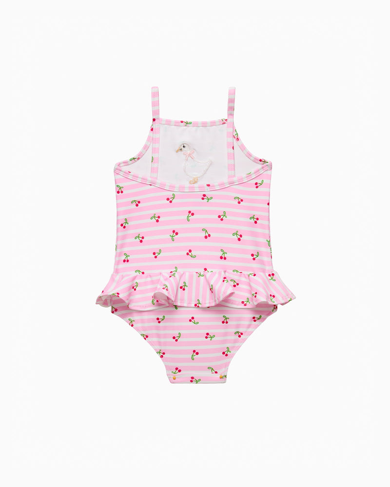 Hampton Swim Swimsuit Baby Cherry Stripe Duck Swimsuit in Pink