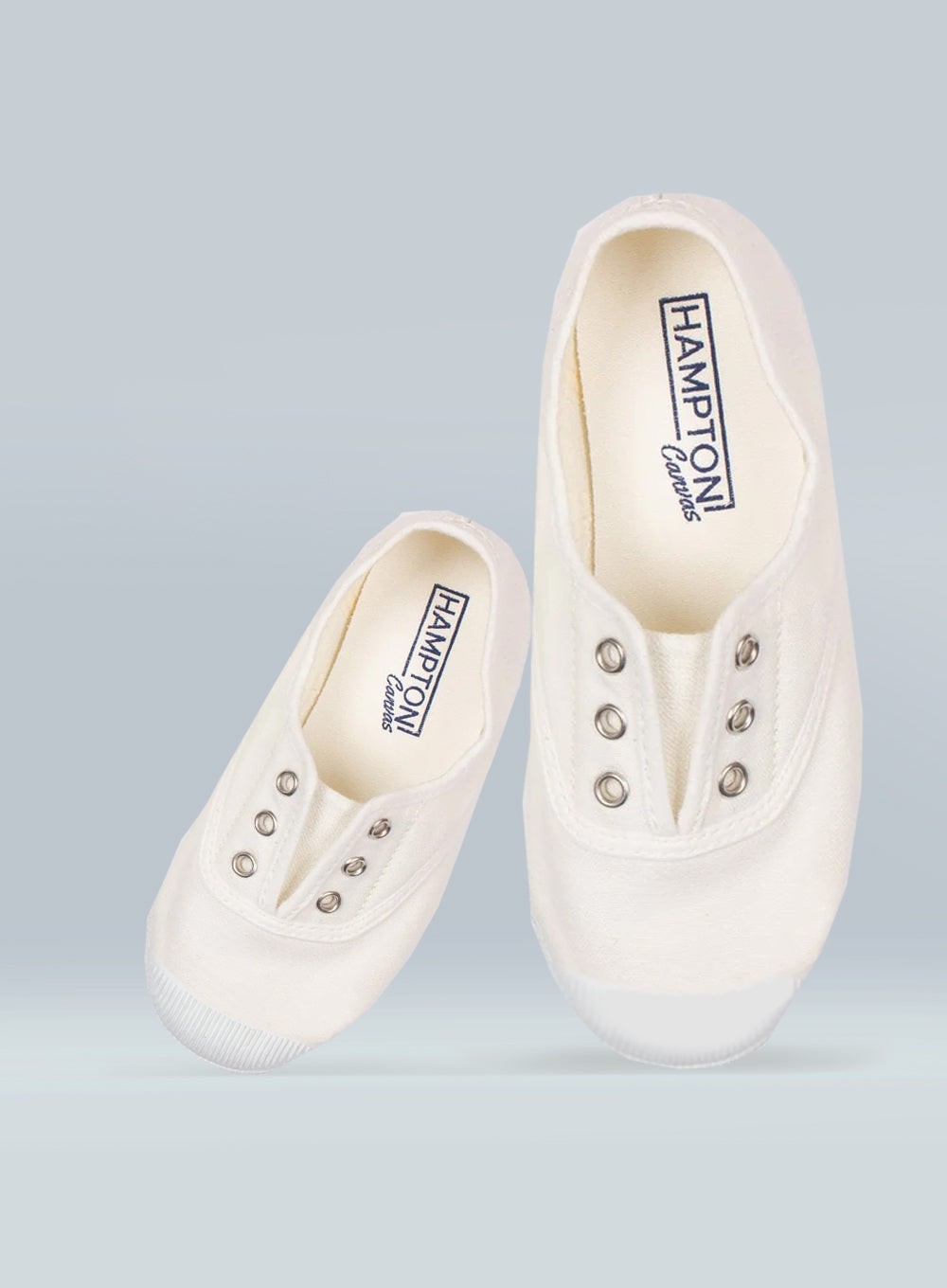 Hampton Canvas Plum Plimsolls in White | Trotters Childrenswear