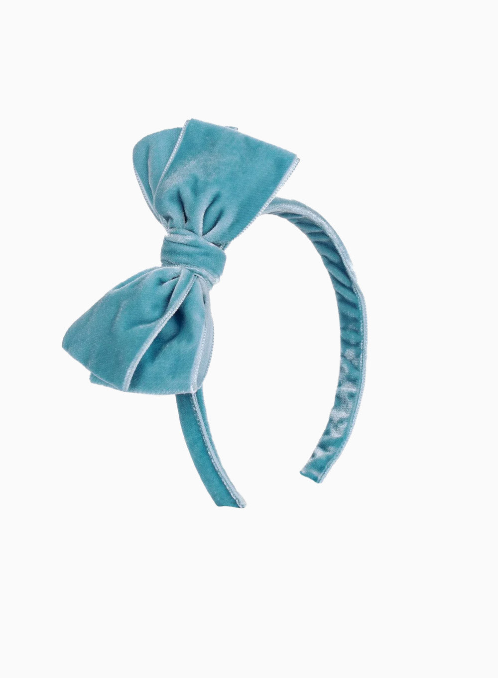Lily Rose Velvet Big Bow Alice Band in Blue | Trotters Childrenswear