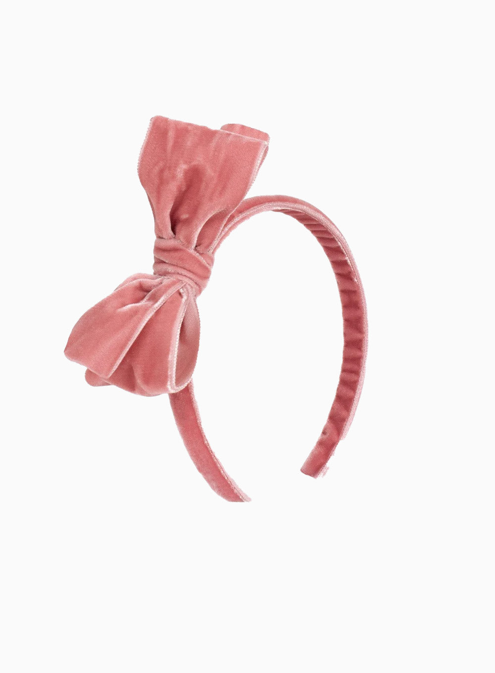 Velvet Big Bow Alice Band in Pink Blush | Trotters London