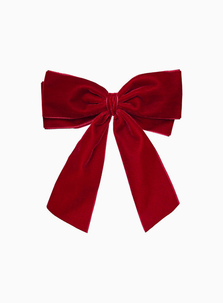 Extra Large Velvet Bow Hair Clip in Red | Trotters London