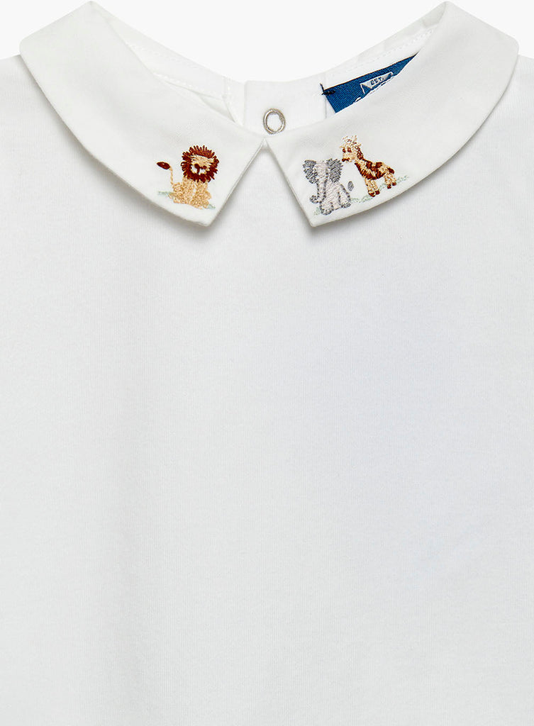 Baby Boys Monty Short-Sleeve Body in White | Trotters