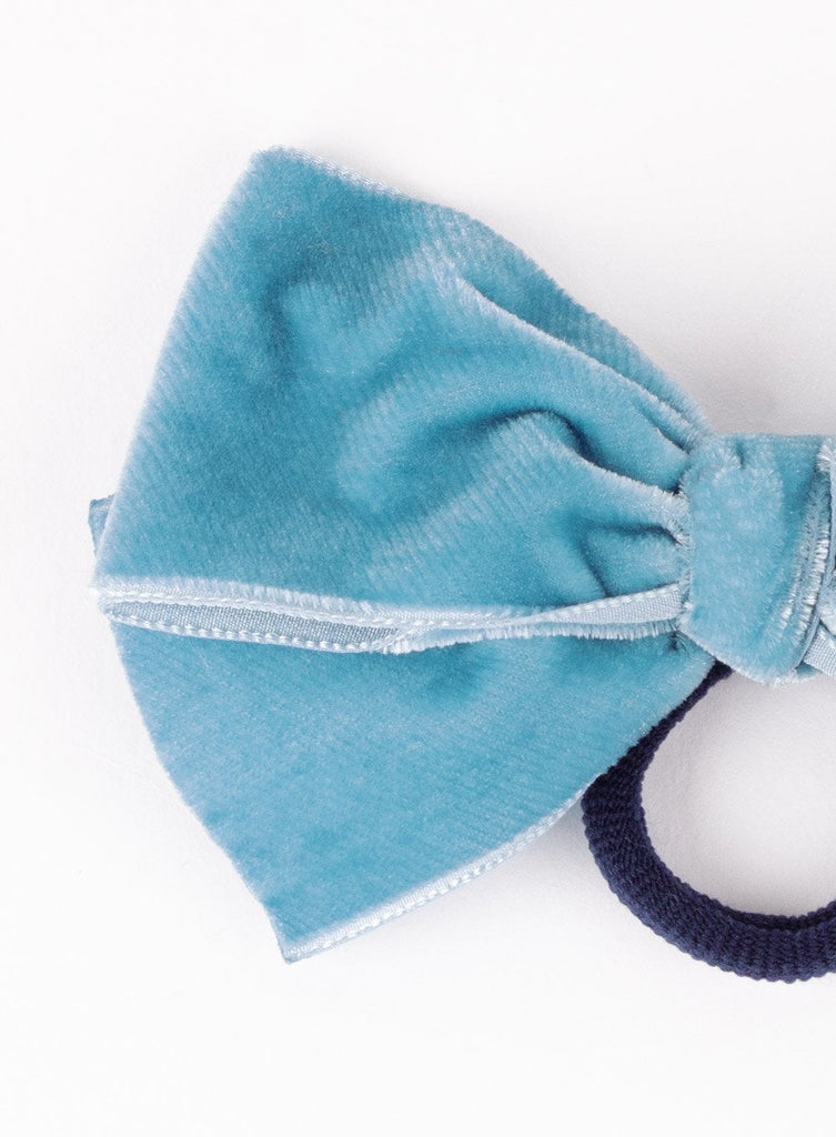Lily Rose Velvet Bow Hair Bobble in Blue | Trotters