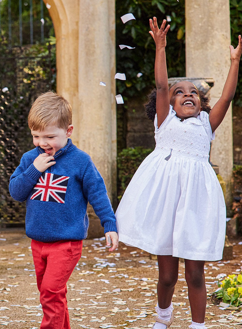 Thomas Brown Boys George Half-Zip Jumper Denim Blue | Trotters London