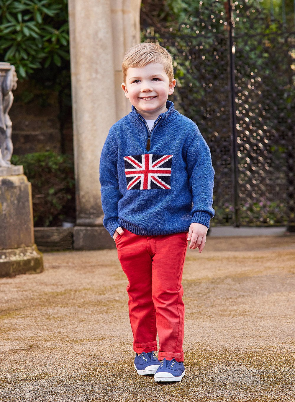 George Half-Zip Jumper Denim Blue | Trotters London